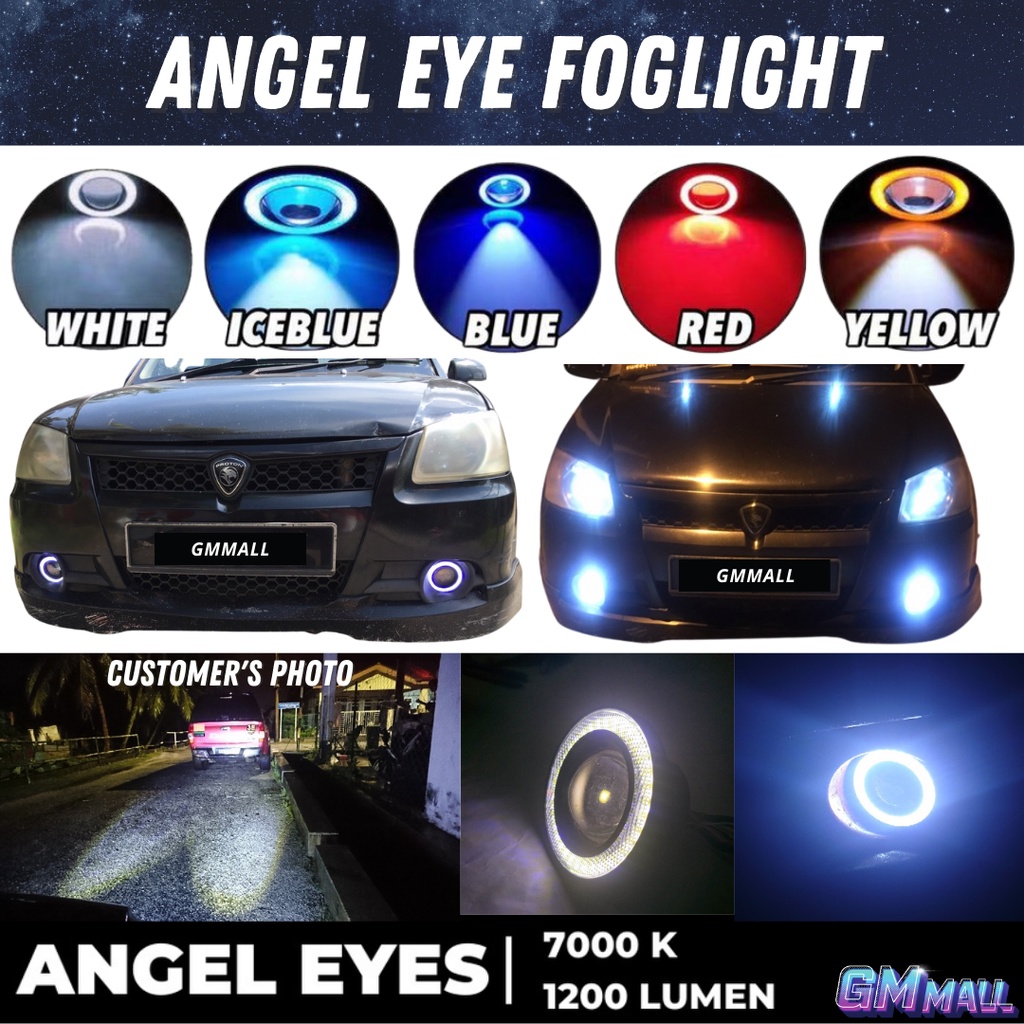 ANGEL EYE LED 2pcs Fog light Halo Ring Fog Lamp Spotlight DRL Projector ...