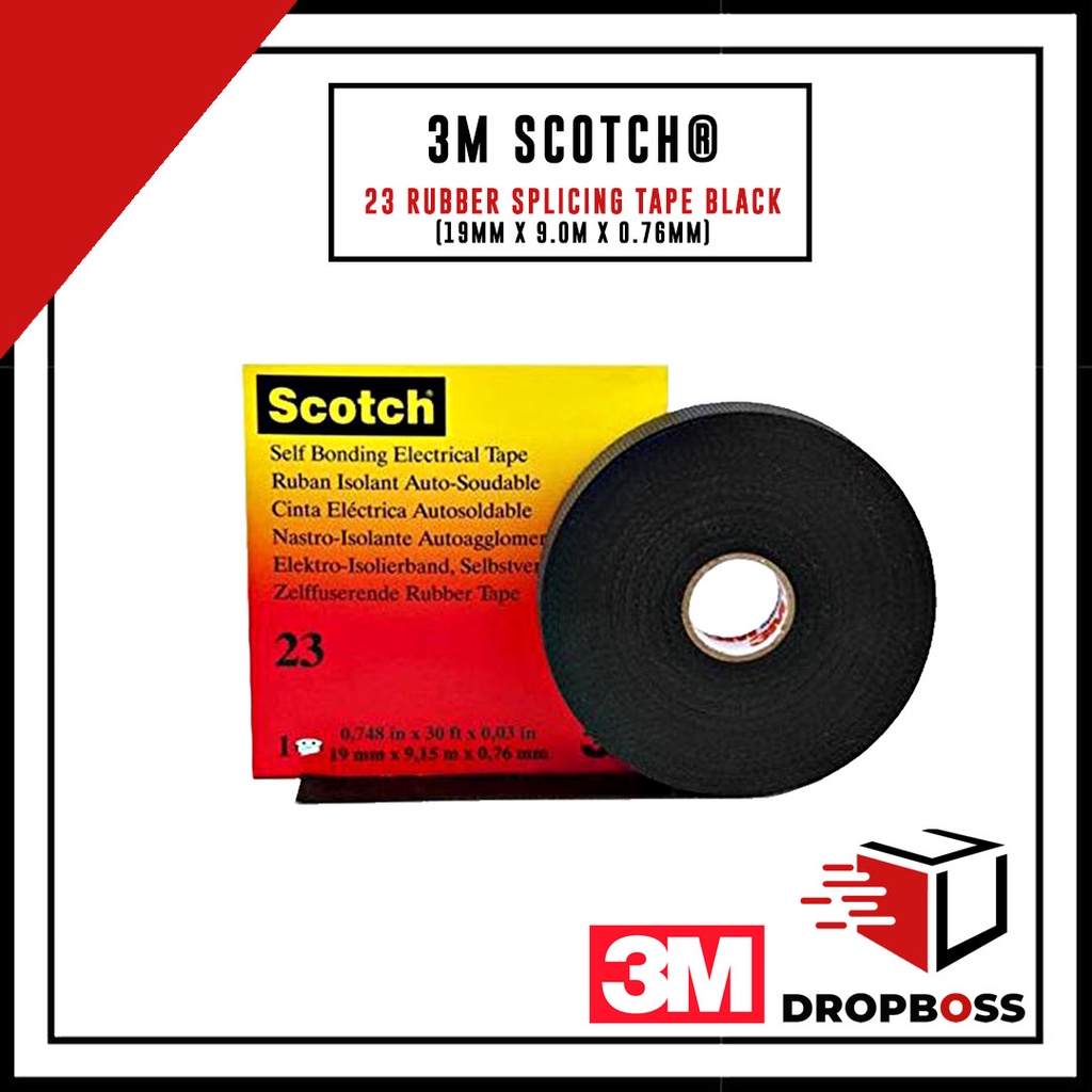 3M SCOTCH® 23 RUBBER SPLICING TAPE BLACK 19MM X 9.0M X 0.76MM | Shopee ...