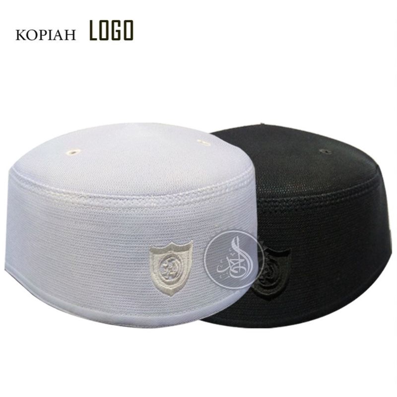 Kopiah 4 Lubang Logo//White and Black (Size 19-24 Inc) | Shopee Malaysia