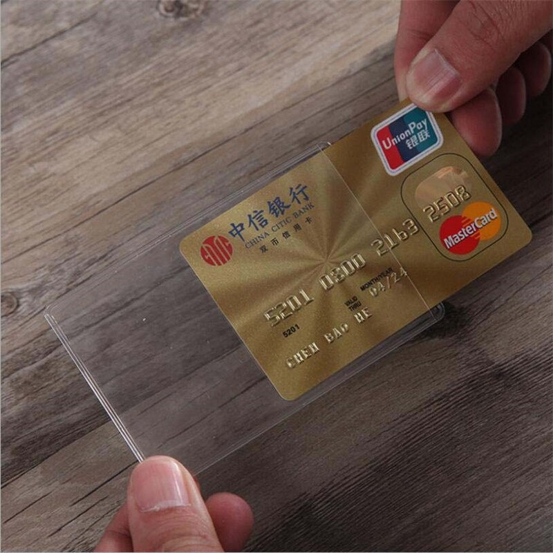 10pcs PVC IC Transparent IC Credit Card Holder Clear ID CoverBadge Name ...