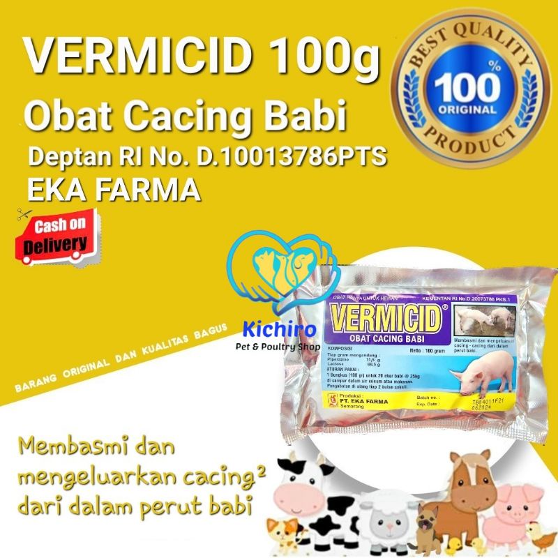Vermicid contains 100 grams of Eka Farma Worm Medicine for Pigs ...