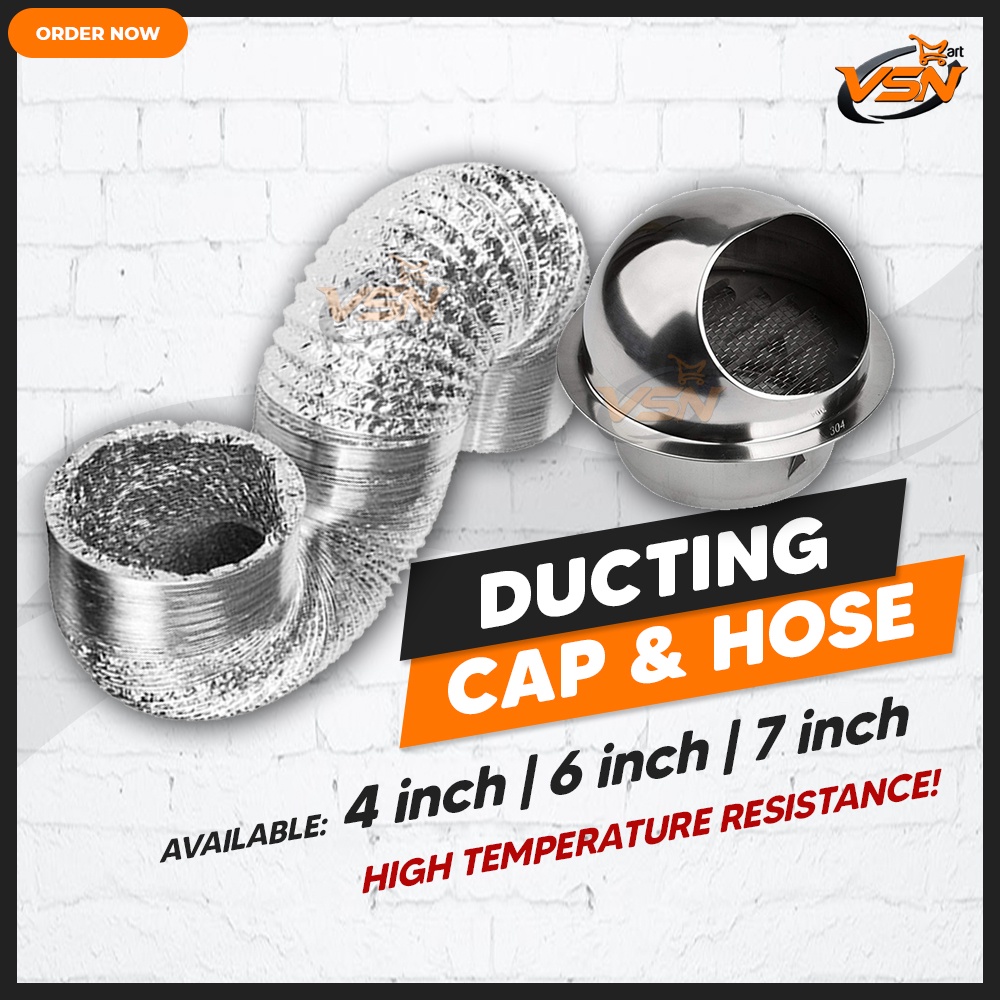 SUS304 Stainless Steel Cap 4" / 6'' / 7" 5 meter+- Flexible Aluminium ...