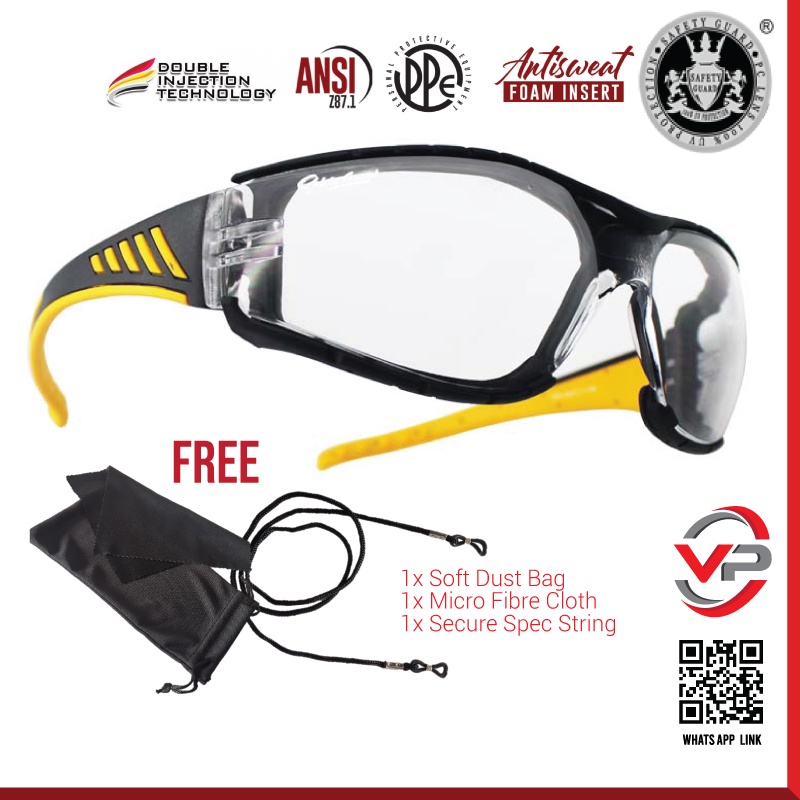 SAFETY GUARD S-194 SAFETY GLASSES SIRIM SPEC ANSI Z87 UV ANTI SWEAT ...