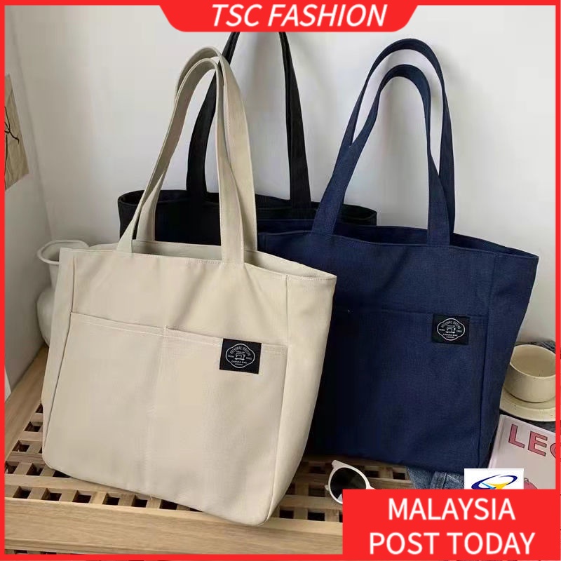 Japanese Original Multi-pocket Tote Canvas Bag Simple Versatile ...