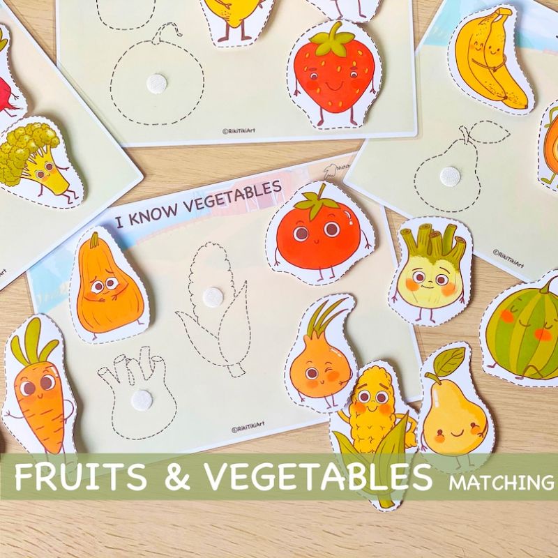 Busy book Fruits and Vegetables Matching Game Educational Sorting ...
