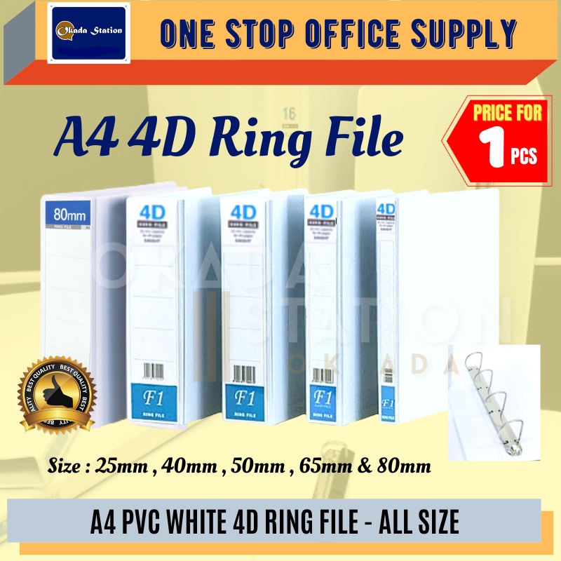 OKADA 4D PVC Ring File (A4) / Fail Kulit Keras / White File / Fail ...