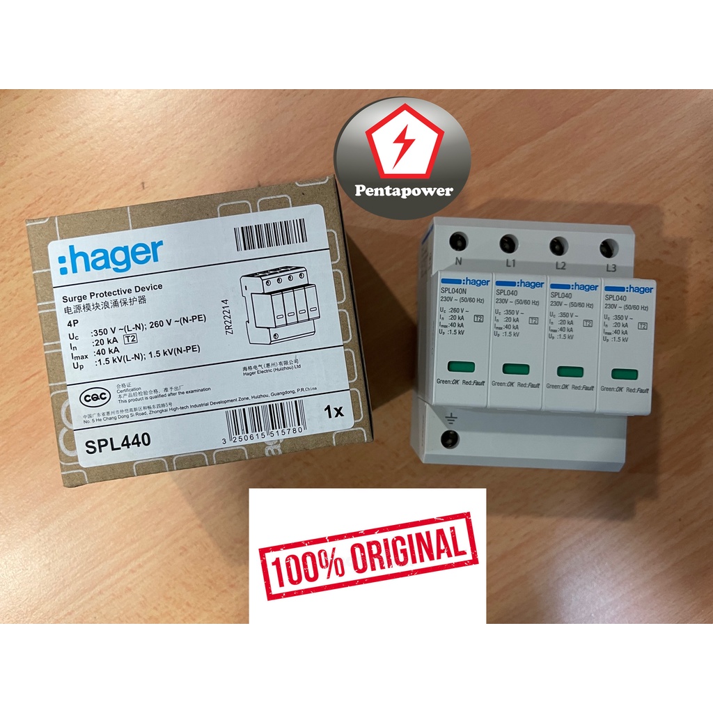 Hager SPD SPL440 40KA 4P Surge Protective Device T2 TNS/TT | Shopee Malaysia
