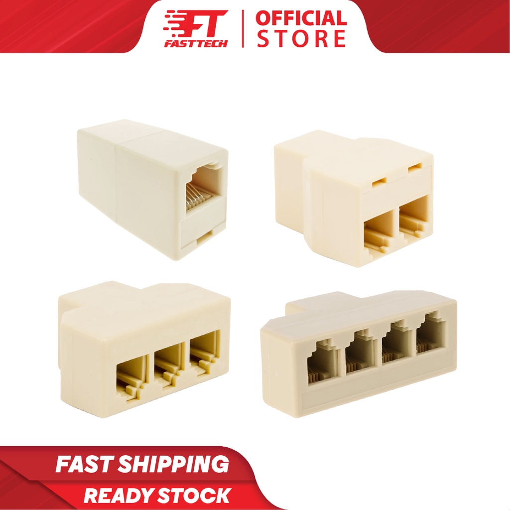 RJ11 1 Way / 2 Way / 3 Way / 4 Way In-Line Coupler Splitter 4 Conductor ...