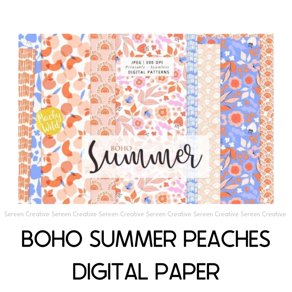 DP35 Boho Summer Peaches, Sunshine & Flowers Digital Paper ...