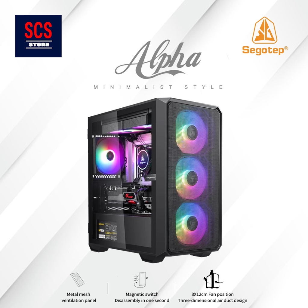 SEGOTEP ALPHA Tempered Glass M-ATX With RGB Fan Gaming Casing | Shopee ...