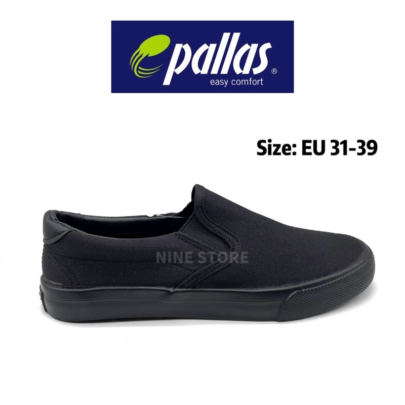 Pallas Jazz Black School Shoes Slip On Unisex Canvas Shoes / Kasut ...