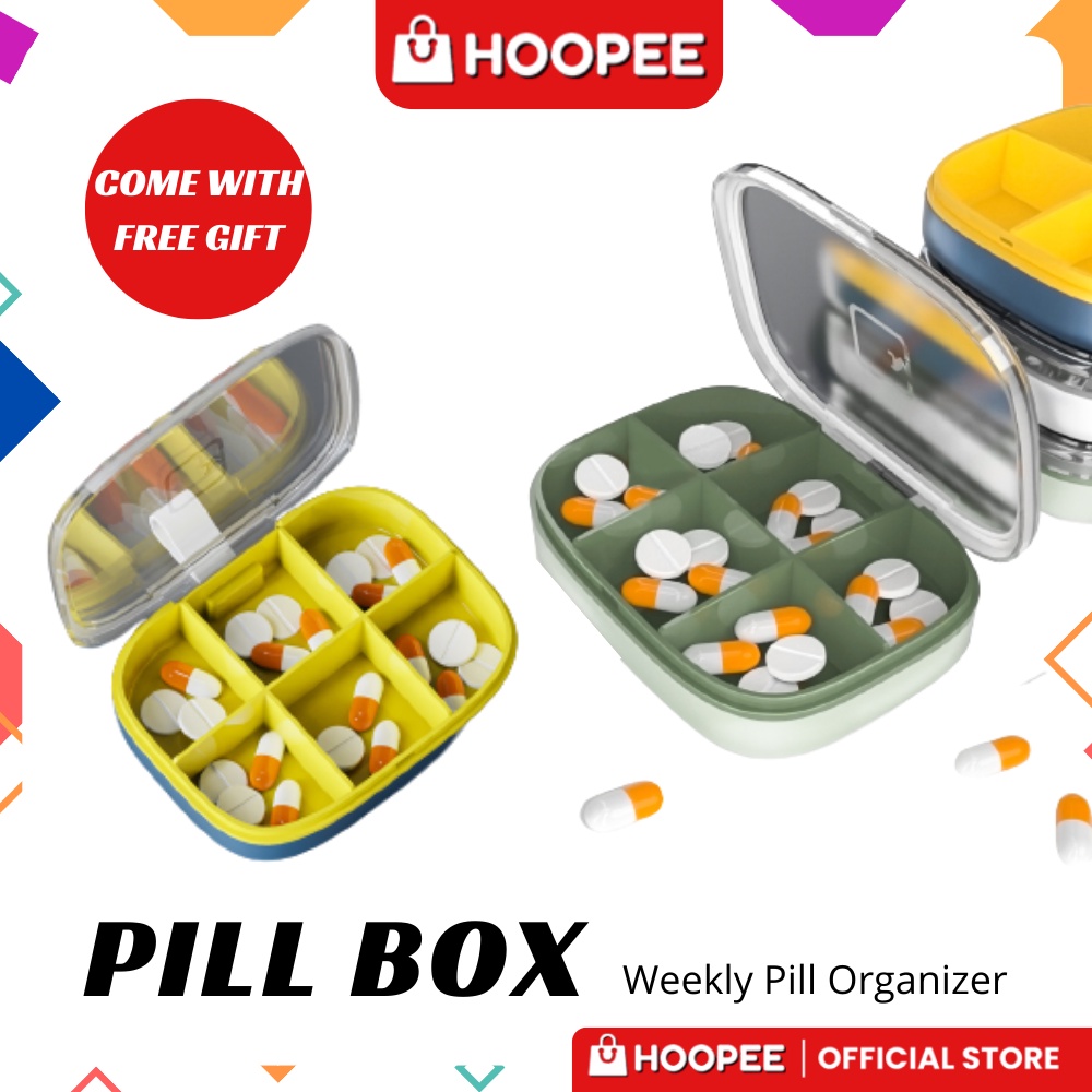 Portable Sealed Pill Box Organizer Medicine Case Bekas Pill Ubat Tablet ...