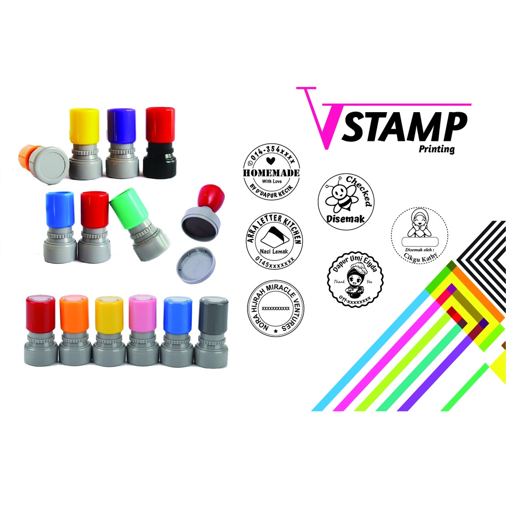 Pre-inked Stamp / Flash Stamp Round 23mm⭕30mm/ cop nama /Company Cop ...