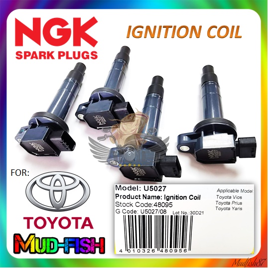 ORIGINAL NGK PLUG 'S IGNITION COIL FOR TOYOTA VIOS | PRIUS | YARIS ...