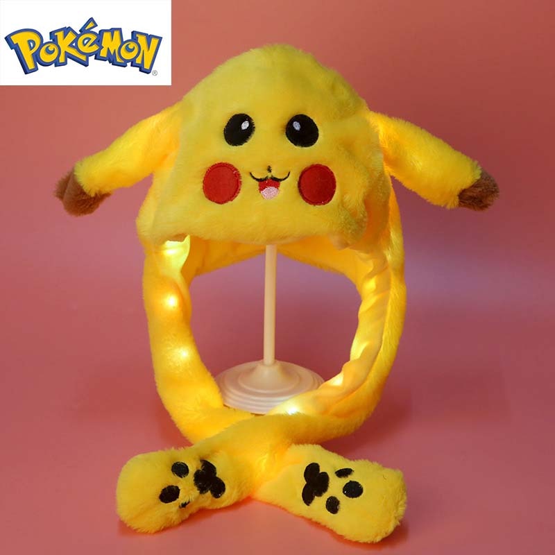 Pokemon Pikachu Luminous/No Light Plush Hat Lovely Funny Up Down Moving ...