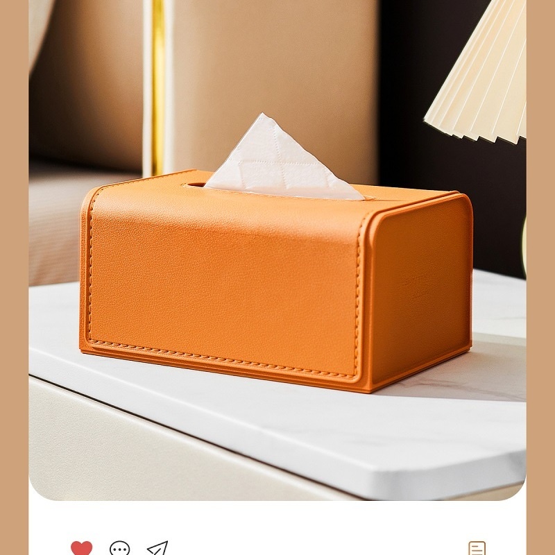 Faux Leather Tissue Box Light Luxury Fashion Tissue Box Bedroom Living ...