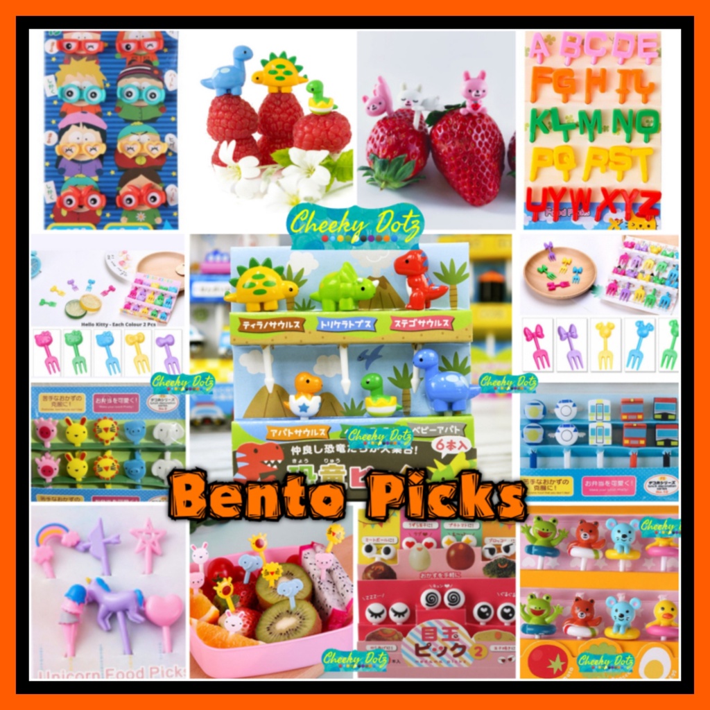 CUTE BENTO FOOD PICKS – Fun Cartoon Animals Fruit Picks Bento Lunchbox ...