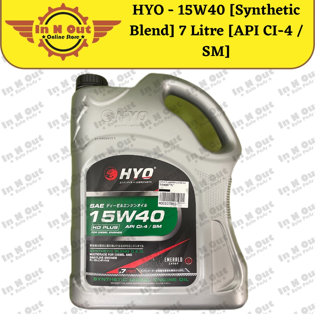 HYO - 15W40 7L [Synthetic Blend] Engine Lubricant Oil [API CI-4 / SM ...