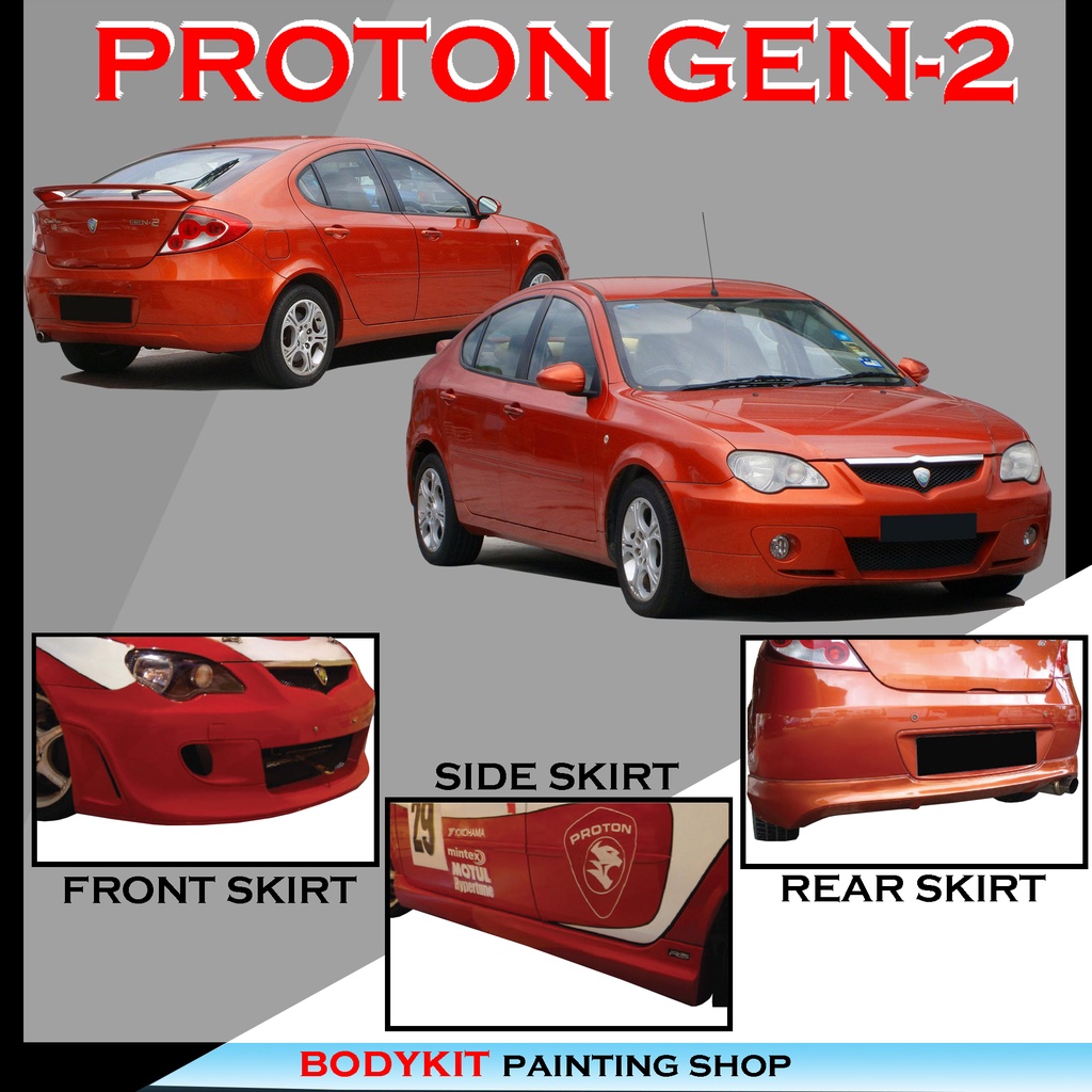 PROTON GEN-2 R-3 STYLE FULLSET SKIRTING (FRONT BUMPER,SIDE SKIRT, REAR ...