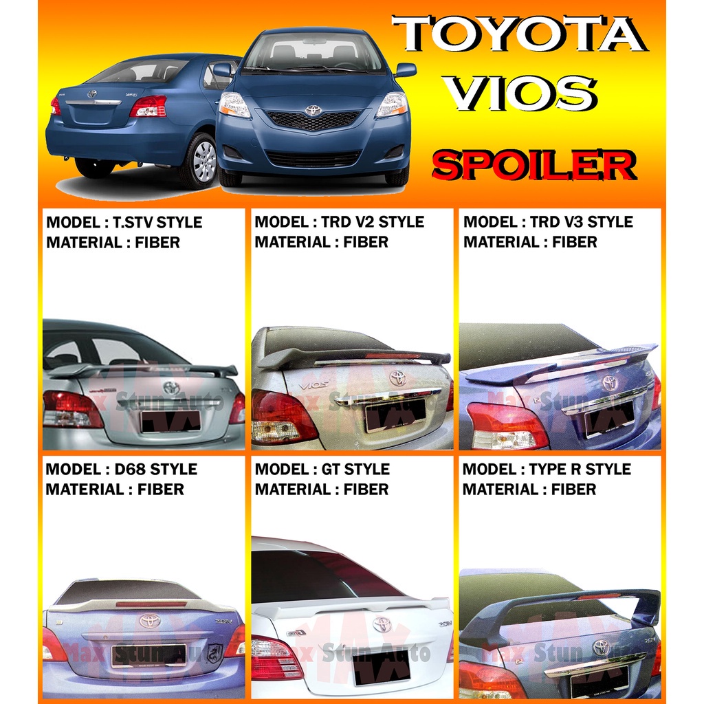 TOYOTA VIOS NCP93 2007-2013 REAR SPOILER TOMS TRD V2 V3 TRD SPORTIVO ...