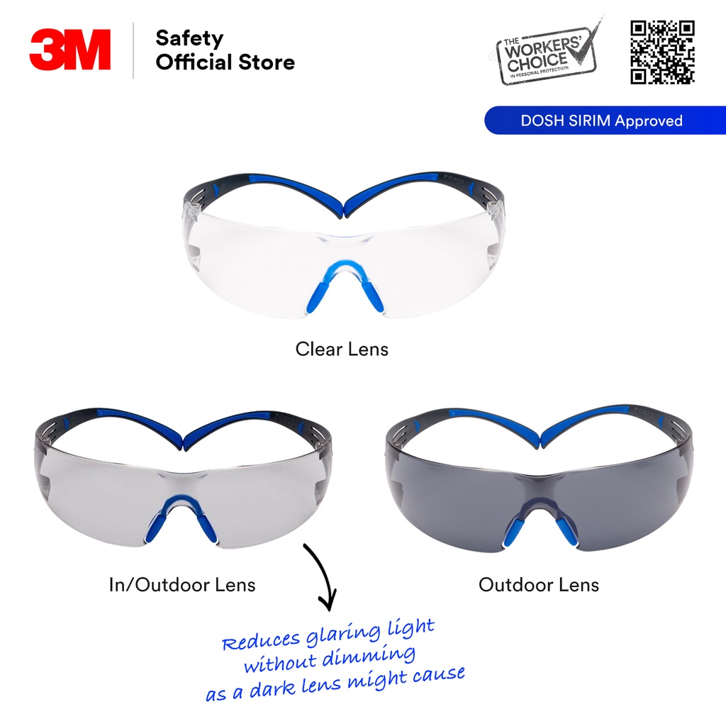 3M™ SF400SGAF-BLU SecureFit Safety Glasses w/Scotchgard Anti-fog ...