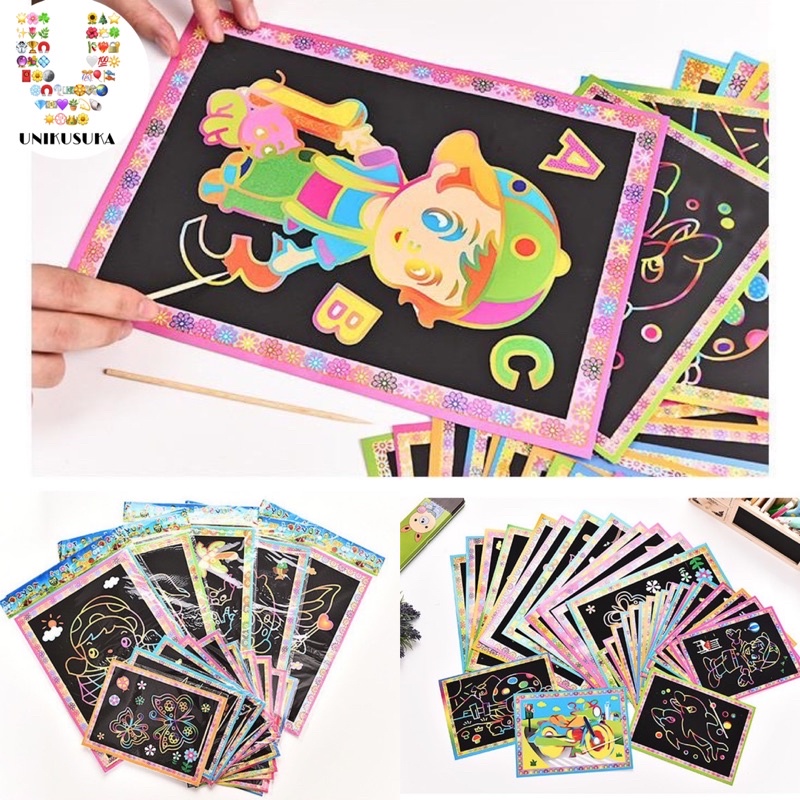 [UNIKUSUKA] Diy TOY DRAWING SCAP, DRAWING PAPER CHILDREN'S SCRATCHING ...