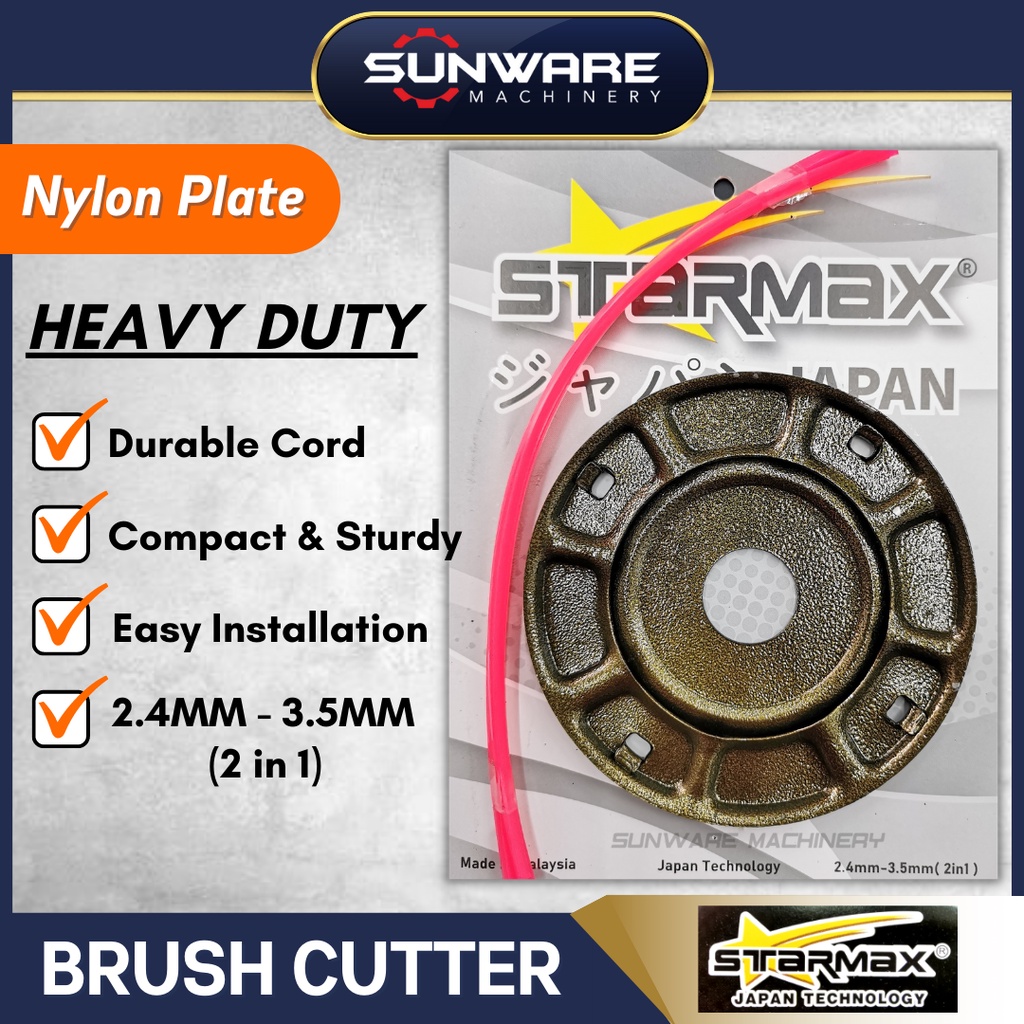 HEAVY DUTY Starmax Piring Mesin Rumput / Nylon Plate Brush Cutter (2 ...
