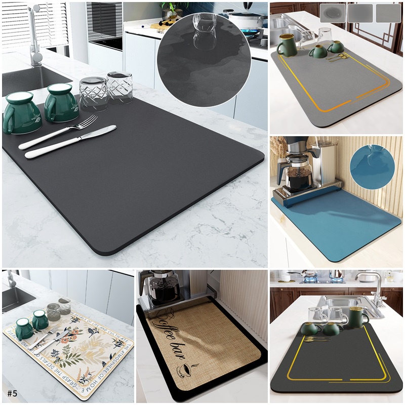 Kitchen Non-slip Bar Mat Coffee Rubber Drain Pad Drain Pad Cup Mat ...
