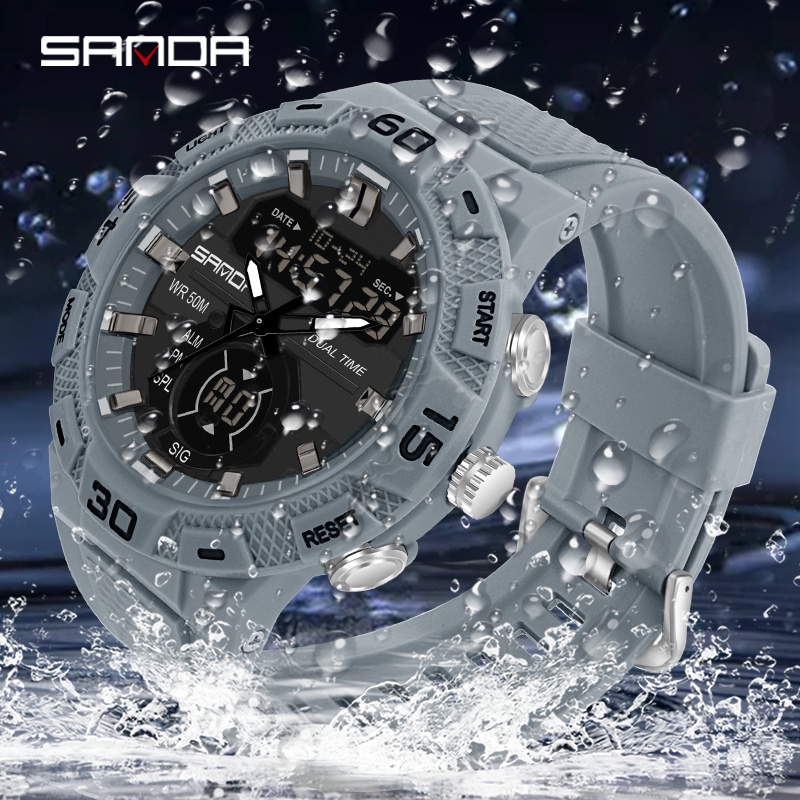 SANDA Men's Multisport Watch Dual Display Luminous LED Digital Watch ...