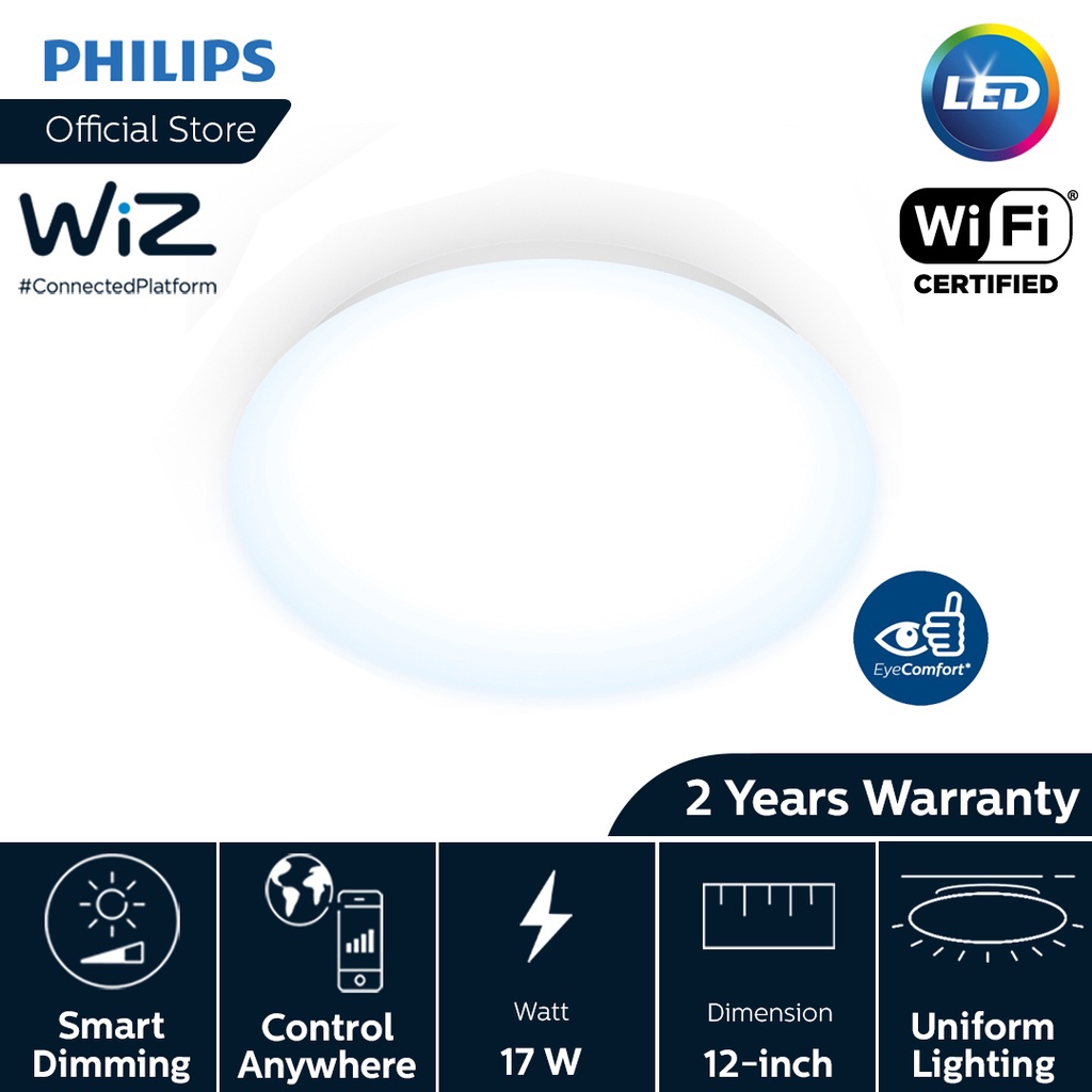 Philips Smart Lighting LED Adria Smart Dimmable Ceiling Lights - White ...