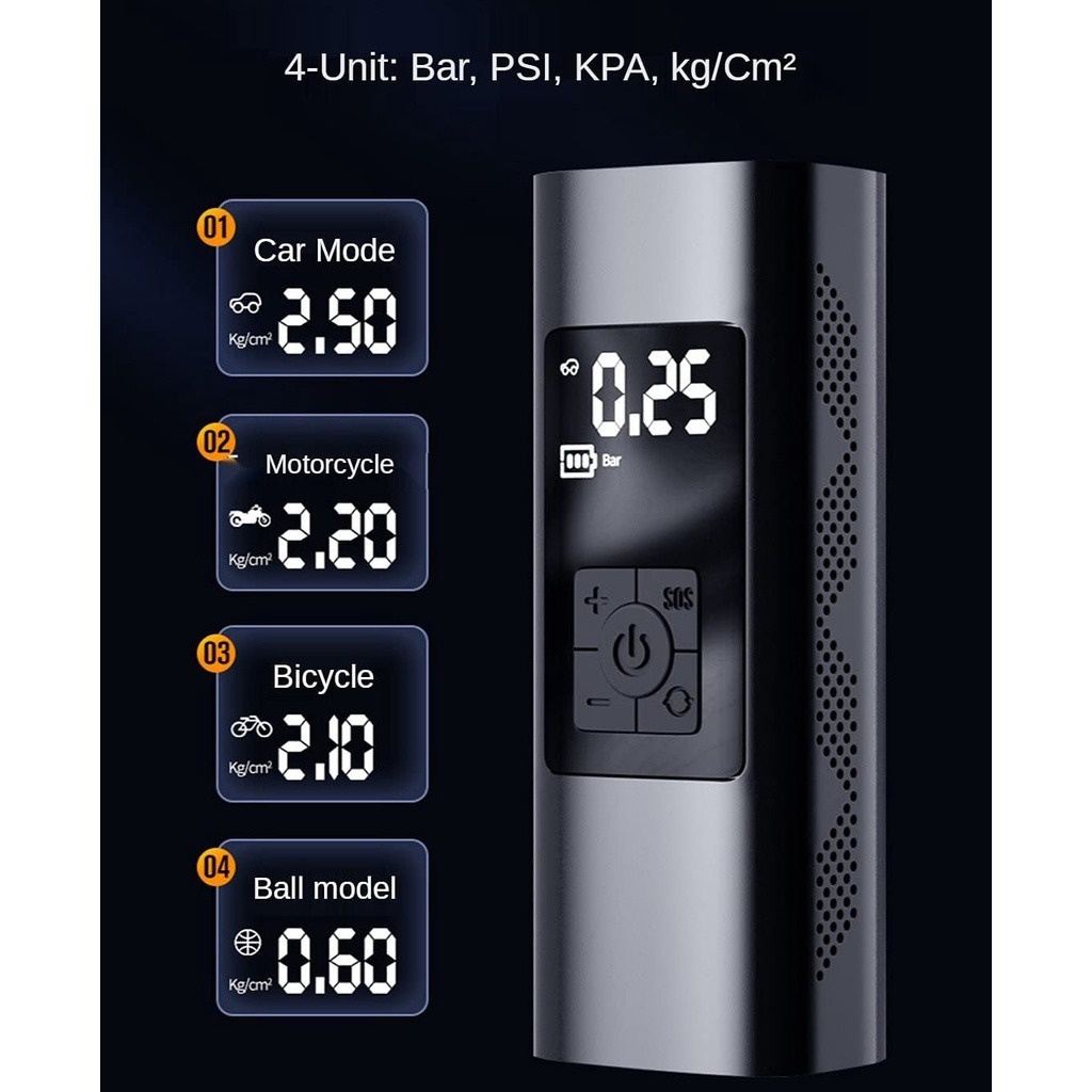 Wireless Air Compressor Portable Air Pump Tyre Inflator Cordless ...