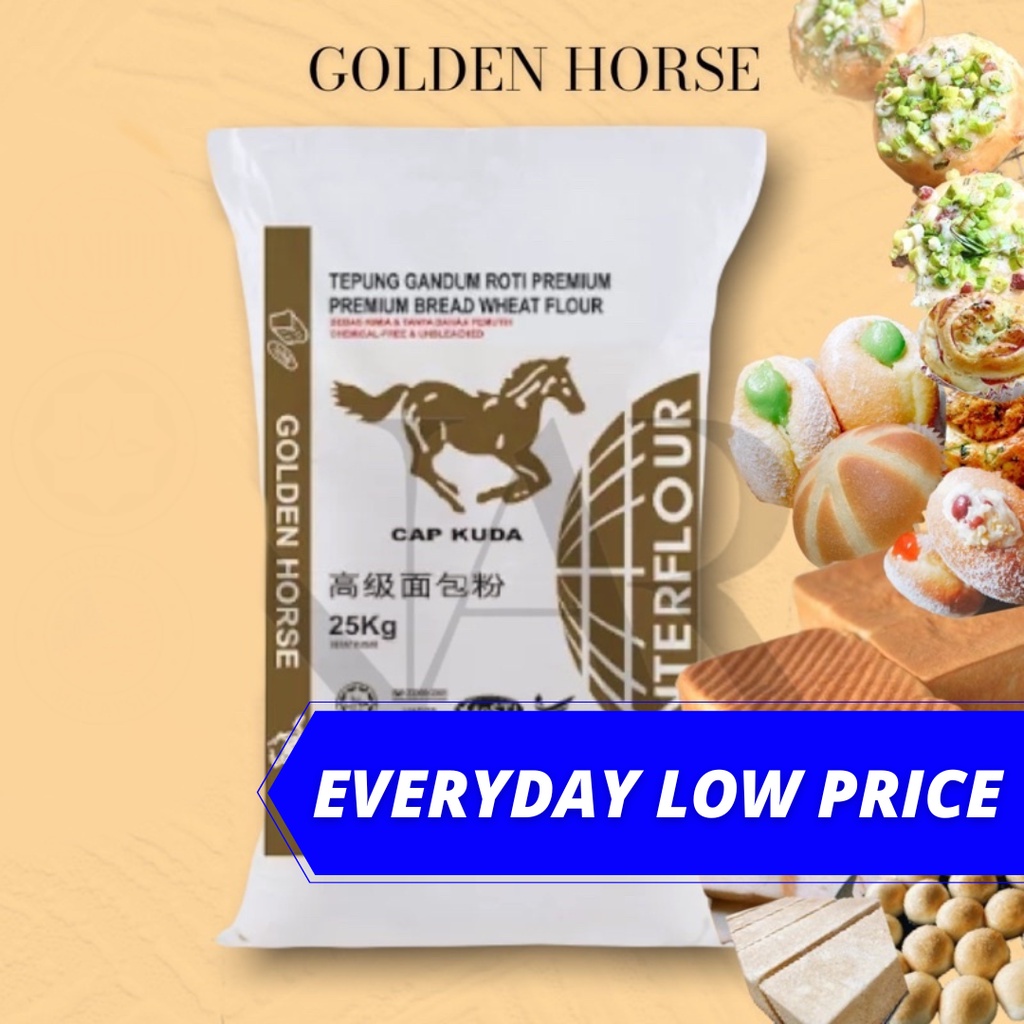 [1kg] Golden Horse Unbleached High Protein Flour / Tepung Roti Protein ...