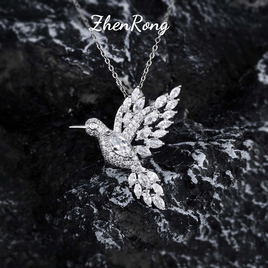 New Light Luxury Full Diamond Hummingbird Necklace Female Dazzling ...