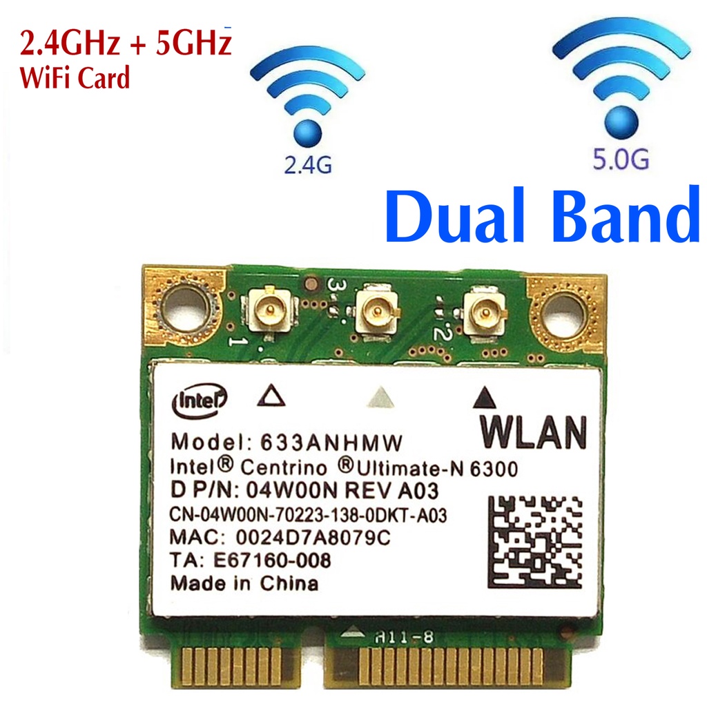 Intel Centrino Ultimate-N 6300 633ANHMW 2.4Ghz 5Ghz Dual Band 450mbps ...