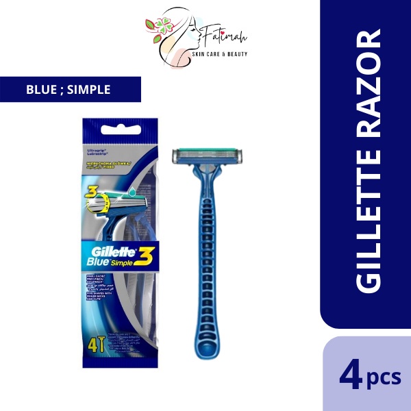 Gillette Blue 3 Simple Disposable Razor 4's (4pcs) Value Pack 胡须刀 ...