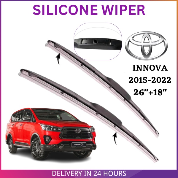 Toyota Innova 2015 - Present 3 Sections Boneless Hybrid Silicone Wiper ...