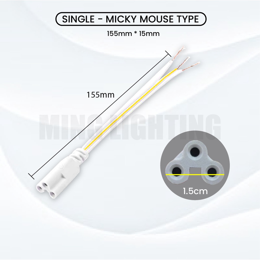 LED T5 Connector Cable 2 3 Pin Tube Light Corner Joint Single Double ...
