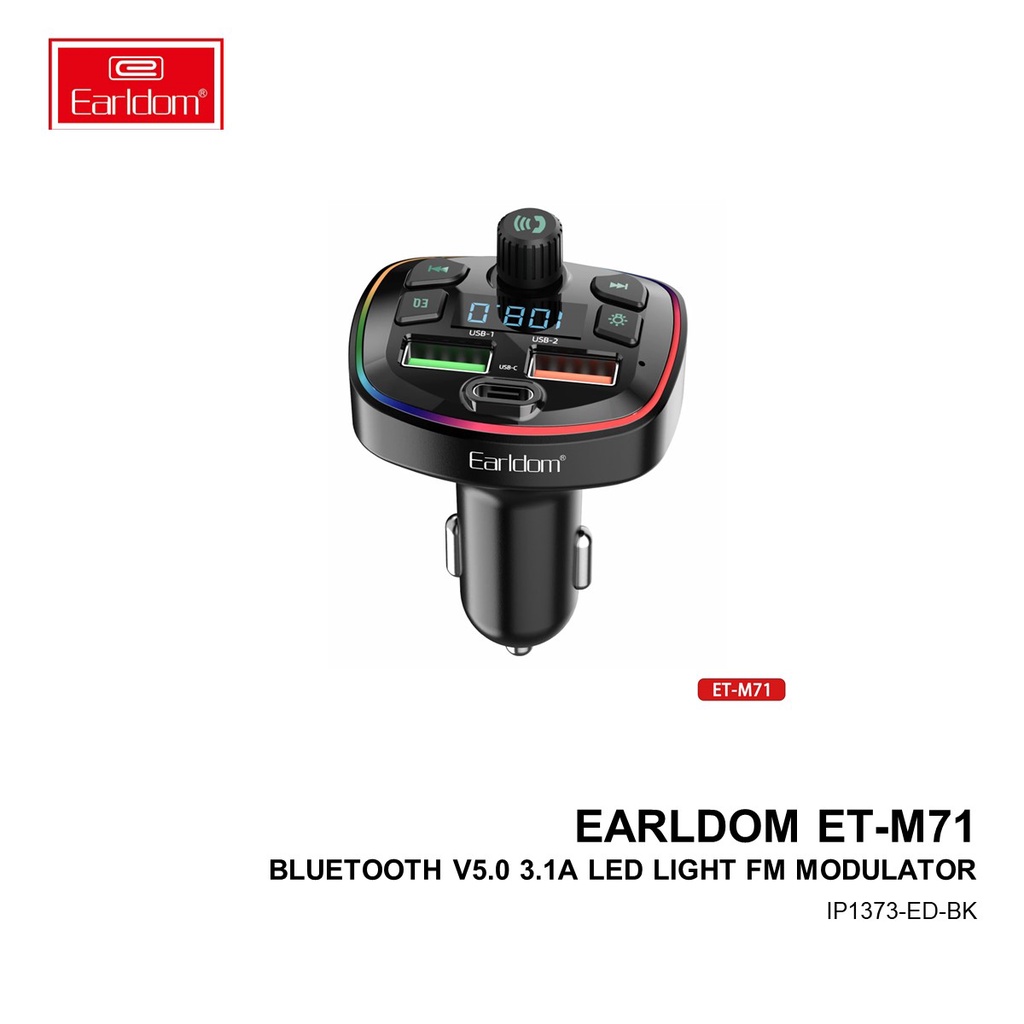 EARLDOM ET-M71 BLUETOOTH V5.0 3.1A LED LIGHT FM MODULATOR | Shopee Malaysia