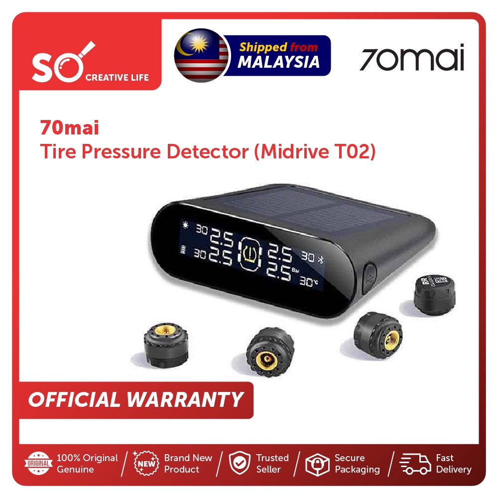 70mai Midrive T02 TPMS Tire Pressure Monitor System | Measurements up ...