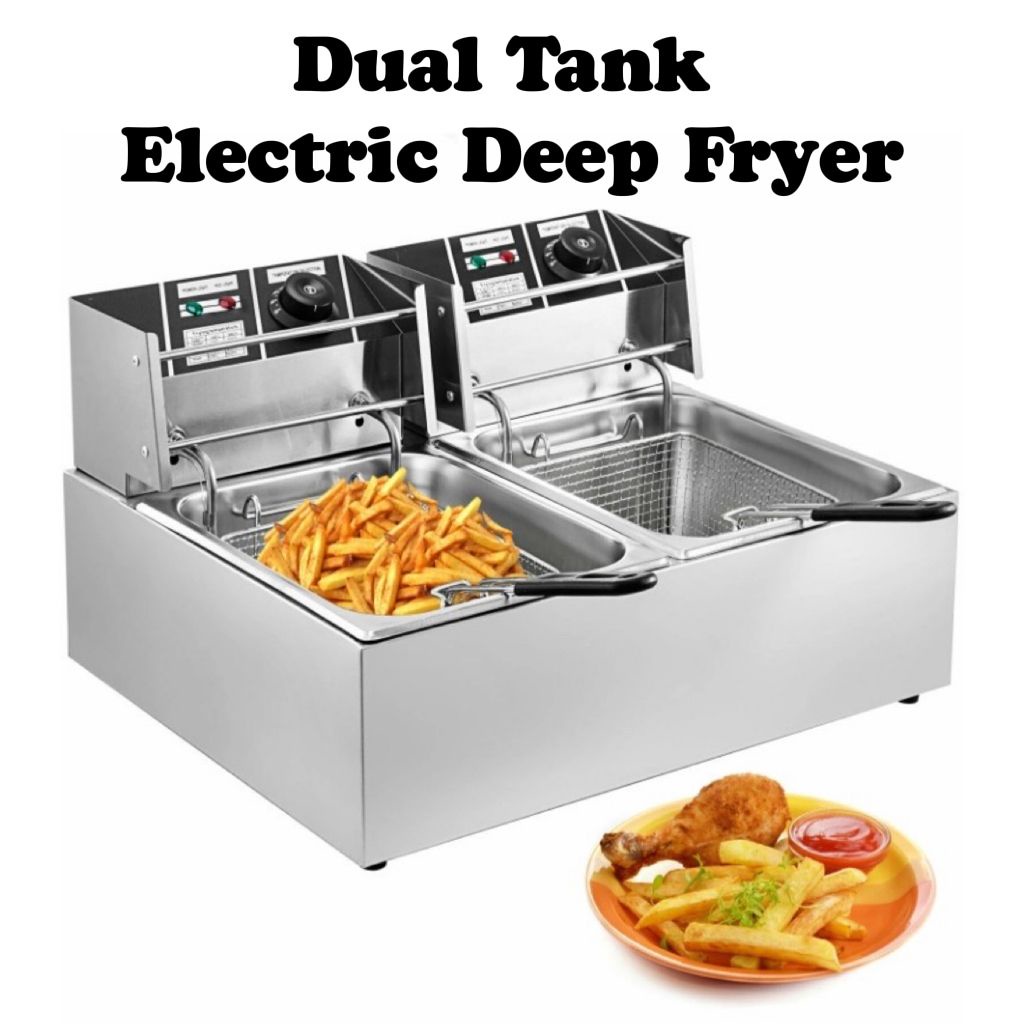 Dual Tank Electric Deep Fryer Kitchen Fryer Double-Cylinder Fryer Fried ...