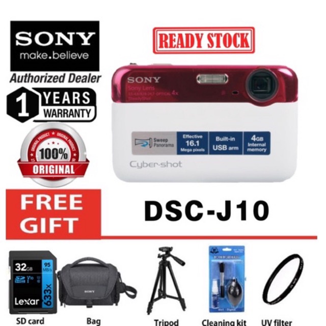 Sony Cybershot DSC-J10 original 16mp 4x optical zoom camera full combo packages (1 years ...