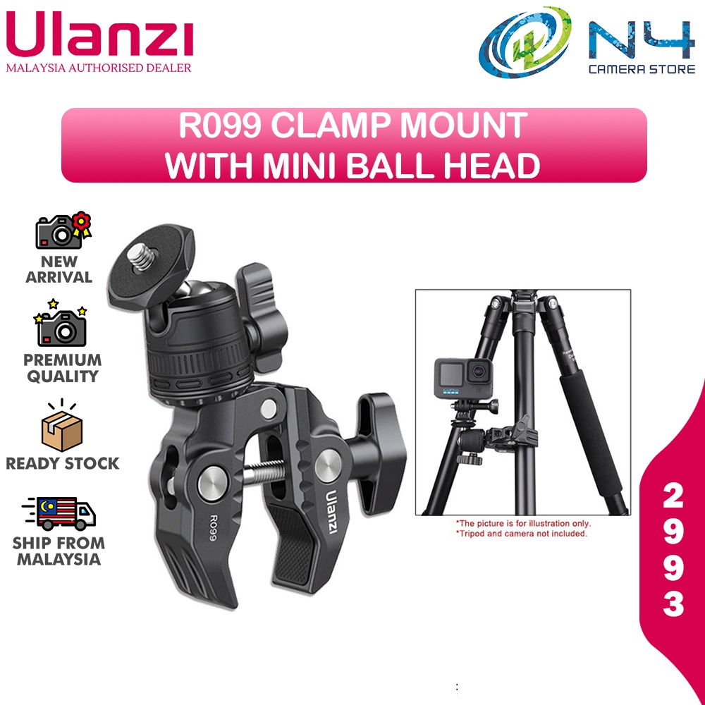 Ulanzi R099 Super Clamp with 360° Mini Ball Head Quick Release Clamp ...