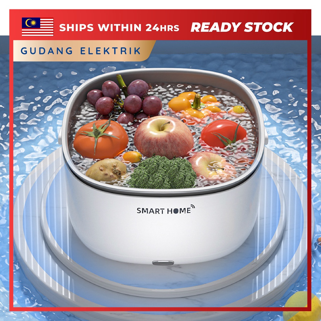 Portable Ultrasonic Vegetable and Fruit Washing Basket Cleaner w/ Drain ...
