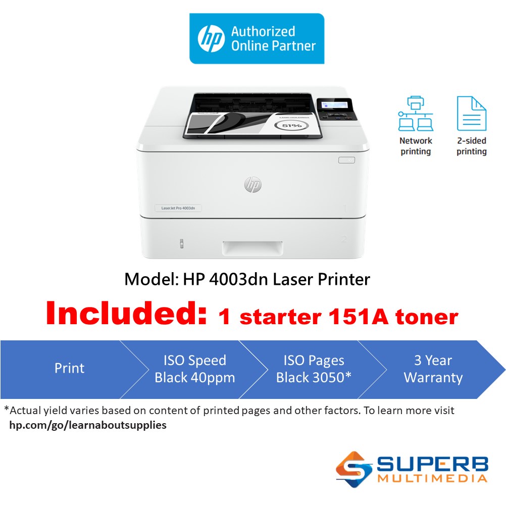 HP Laserjet Pro 4003DN (2Z609A) Printer (Replace M404dn) | Shopee Malaysia