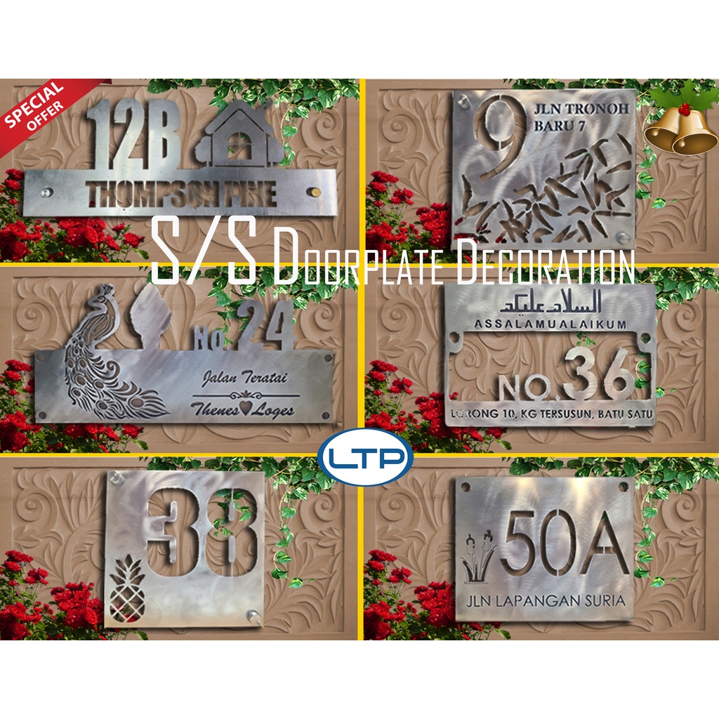 🔥☘️S/S Design Combo💫🔥 Stainless Steel Address Plate 白钢门牌 3D Laser ...