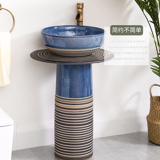 Stand Column Wash Basin Balcony Bathroom Floor-Standing Wash Basin ...
