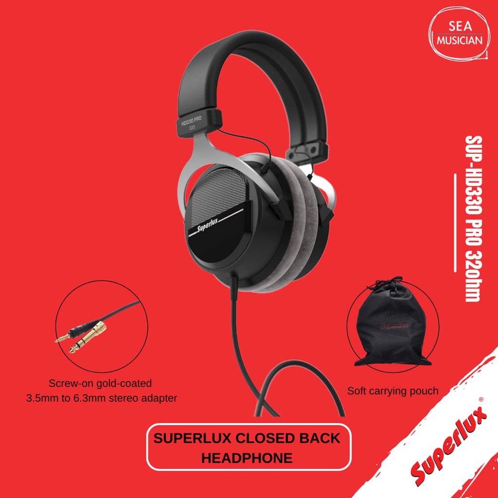 SUPERLUX HD330 PRO 32 OHM SEMI OPEN PROFESSIONAL STUDIO HEADPHONE ...