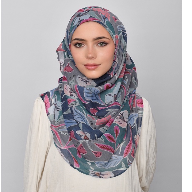 BOKITTA Deco Flower-Printed Crinkled Chiffon | Shopee Malaysia