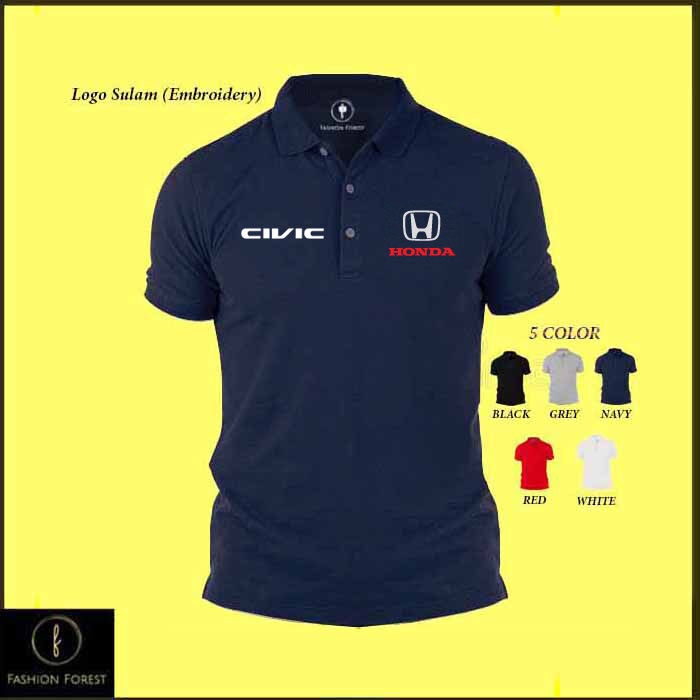 Polo T Shirt Sulam Honda Civic Engine CVT Baju Lelaki Motorsport ...