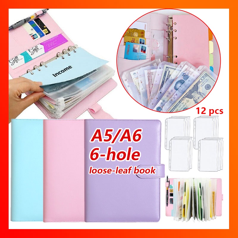 A6 Notebook Binder Cash Budget Planner Money Organizer PU Leather ...